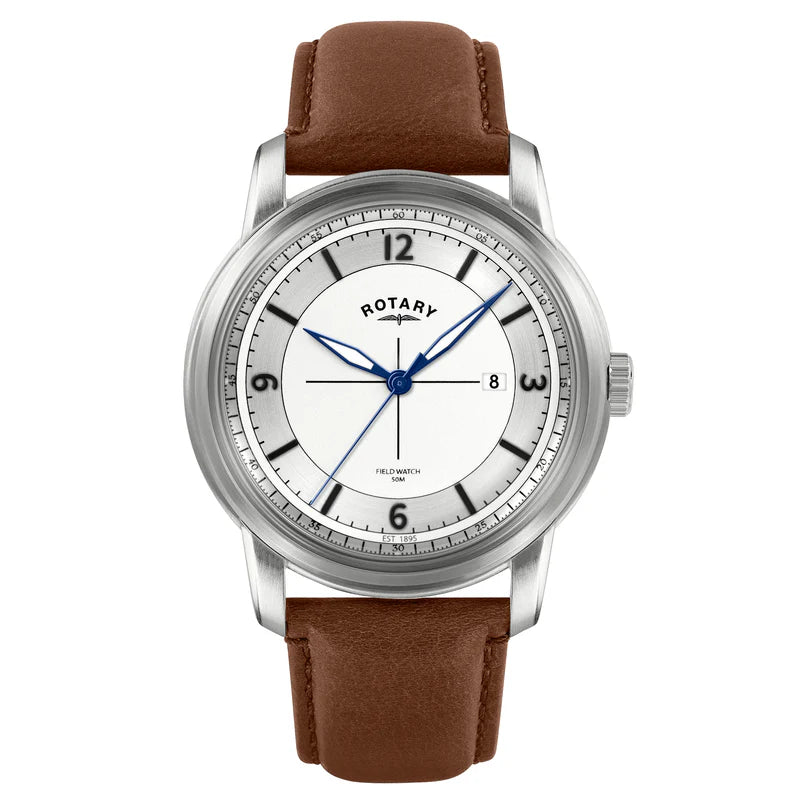 Rotary Heritage Field Men's Watch Silver / Brown Leather RGS10005/06