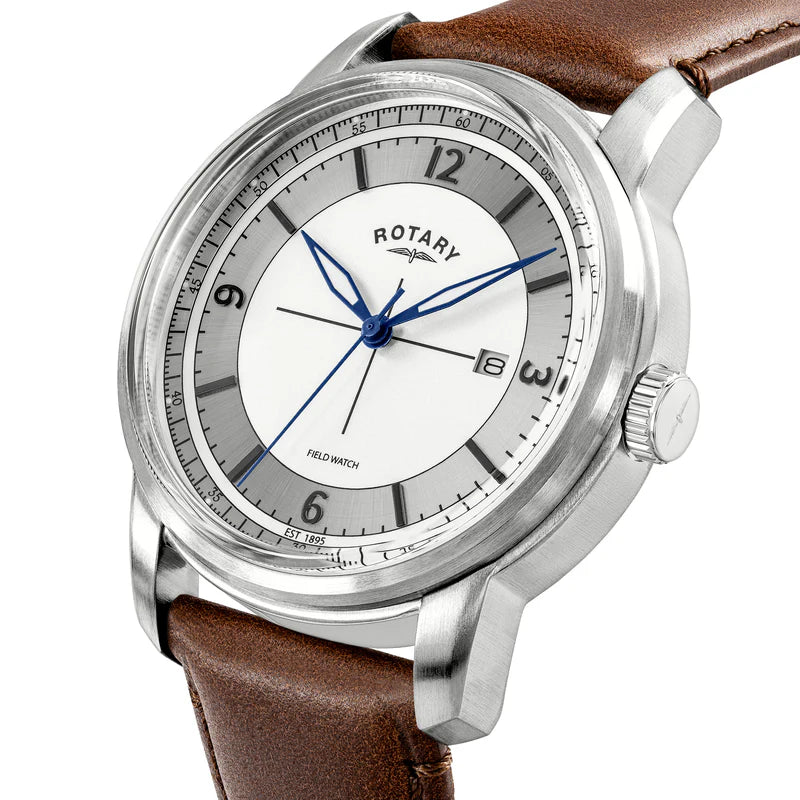 Rotary Heritage Field Men's Watch Silver / Brown Leather RGS10005/06